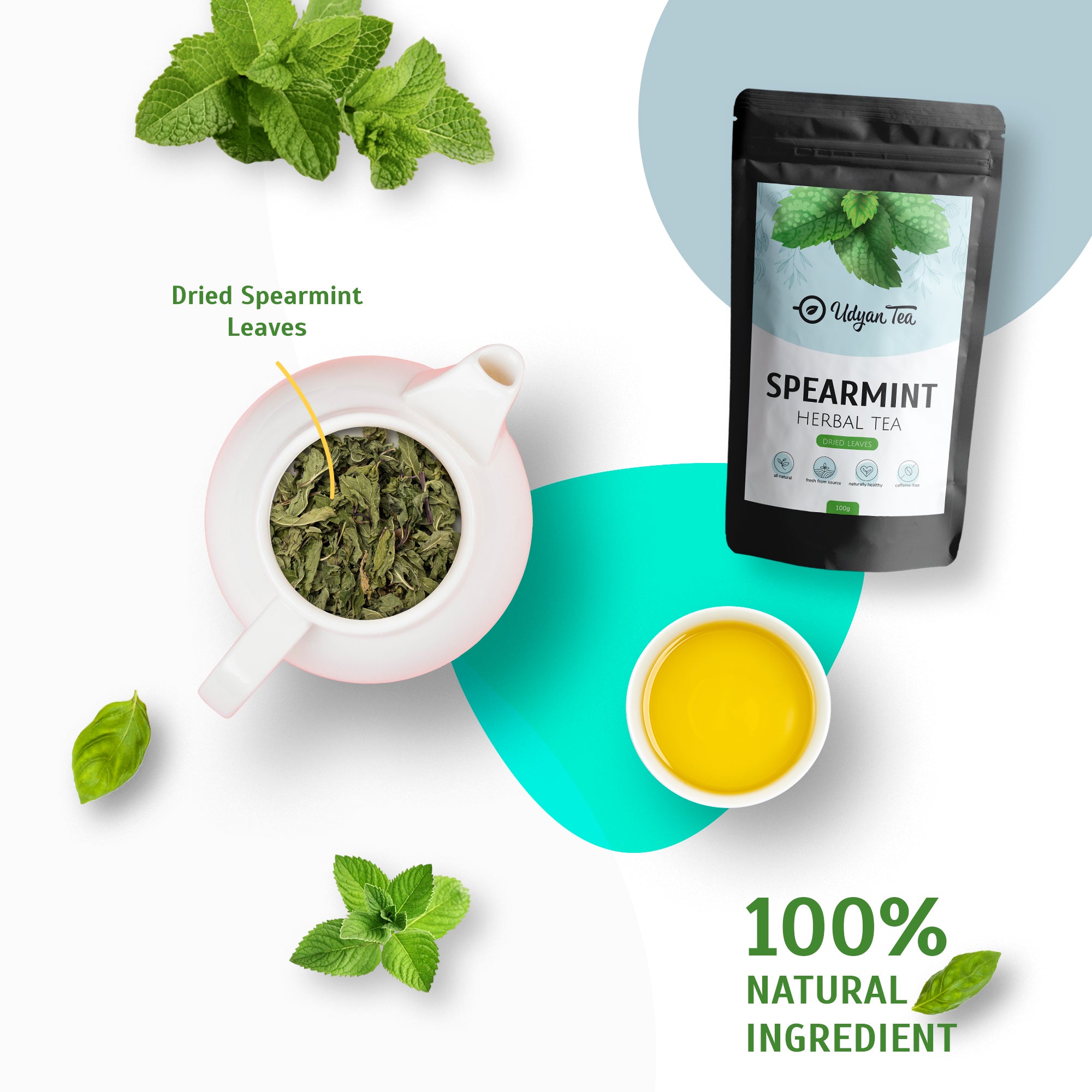 Spearmint Herbal Tea | 100% Caffine Free Herbal Tea | Udyan Tea